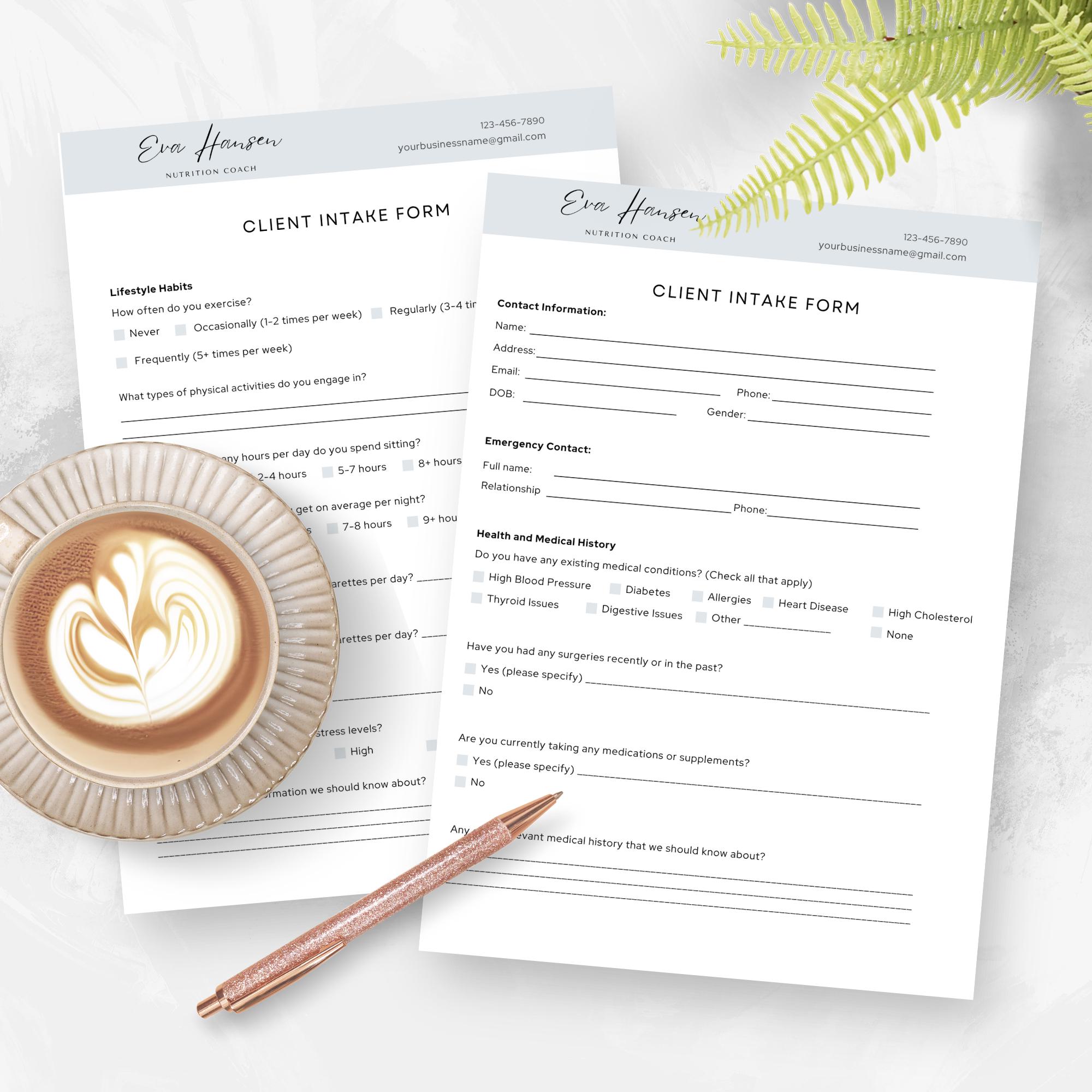Nutrition Coach Client Intake Form, Personalized Client Onboarding ...