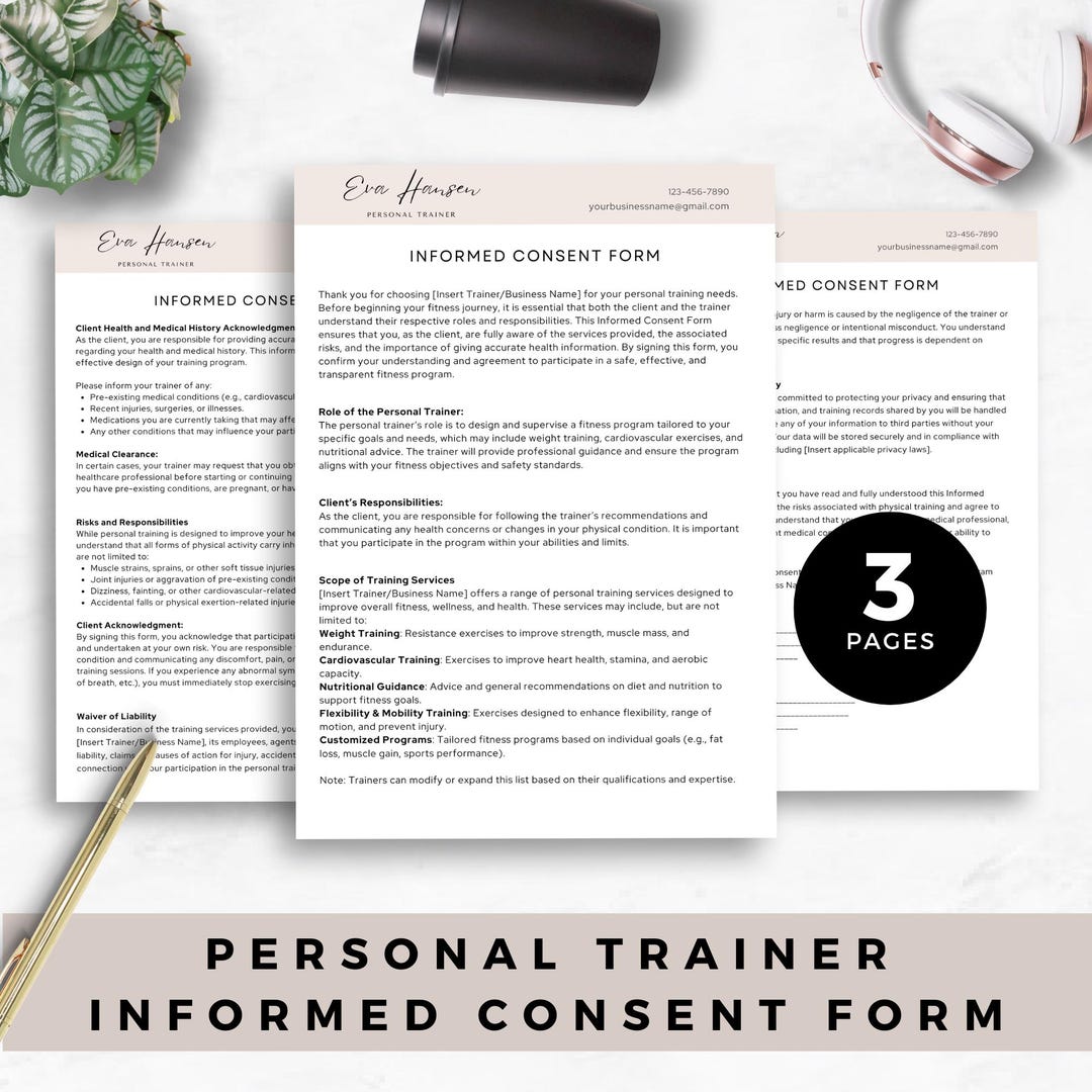 Personal Trainer Consent Form, Client Intake Templates, Digital ...