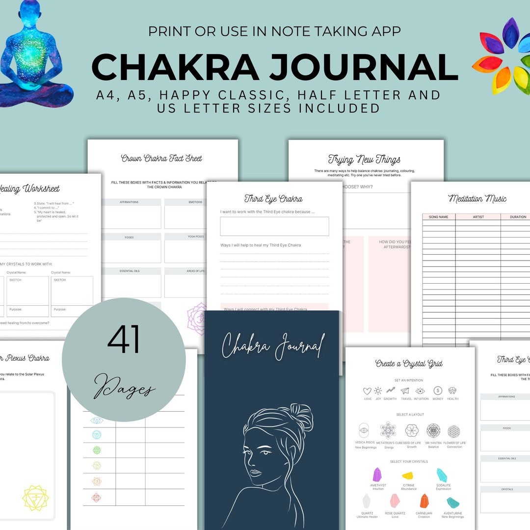 Chakra Healing Workbook Printable Energy Healing Journal Crystal Log ...