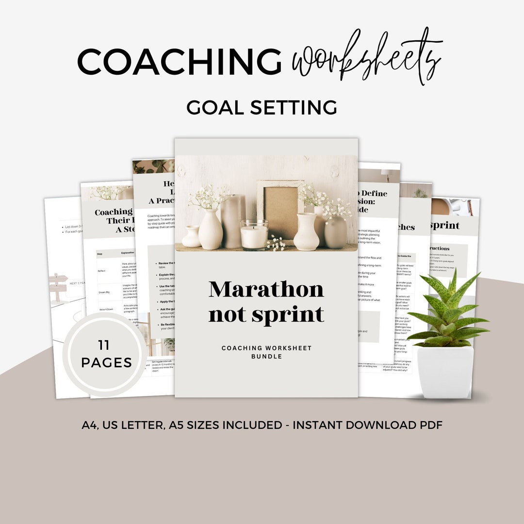 Coaching Worksheet Bundle for Personal Growth Printable Self Care ...