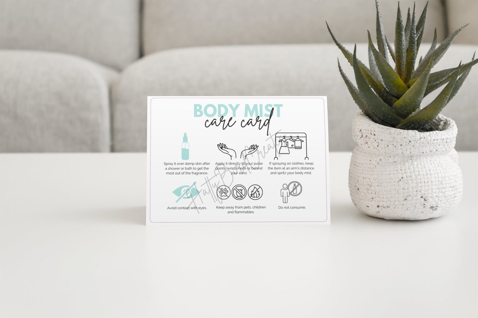 Body Mist Care Card Template Fragrance Mist Care Card for Body - Etsy