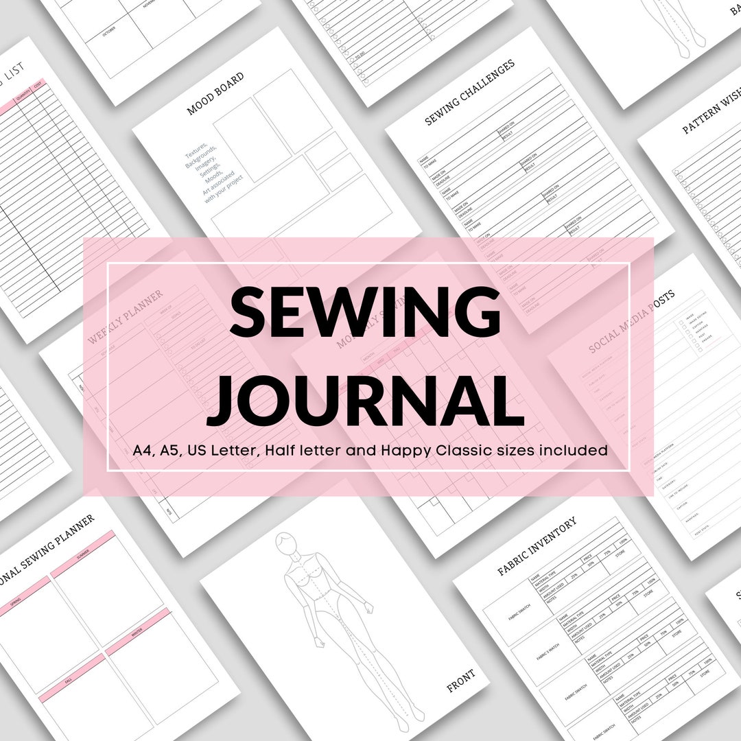 Sewing Planner Printable Carnet Couture Log of Sewing Patterns Digital ...