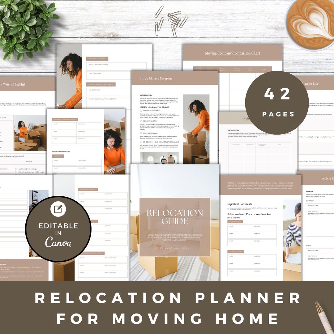 Editable Moving Planner Canva Template | Printable Relocation Guide ...