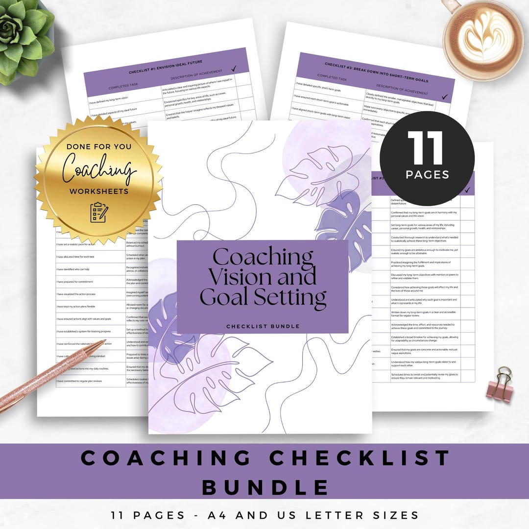 Coaching Checklist Template Bundle Life Coach Workbook Coaching Session ...