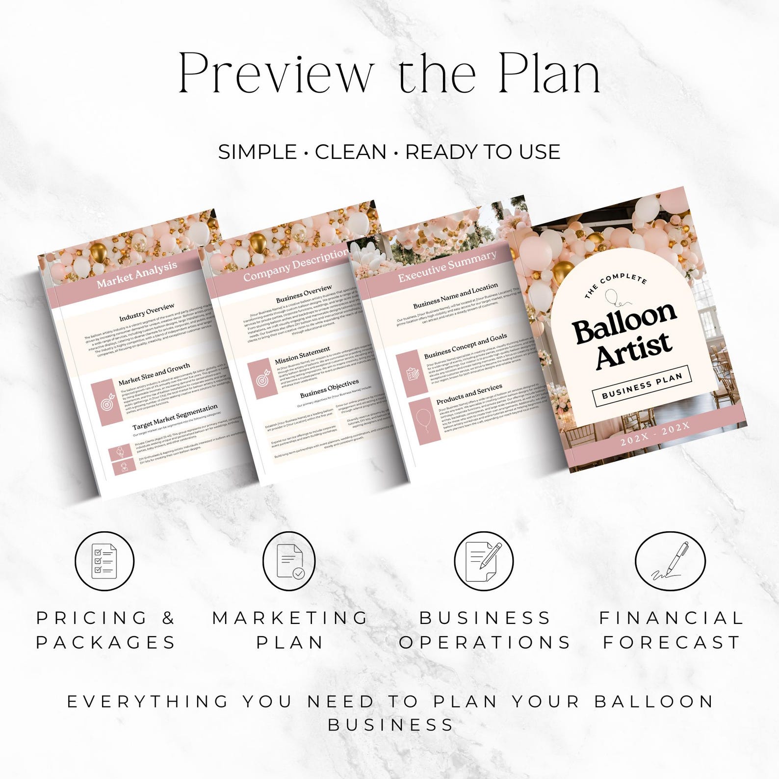 Balloon Artist Business Plan Template, Editable Canva Planner for ...