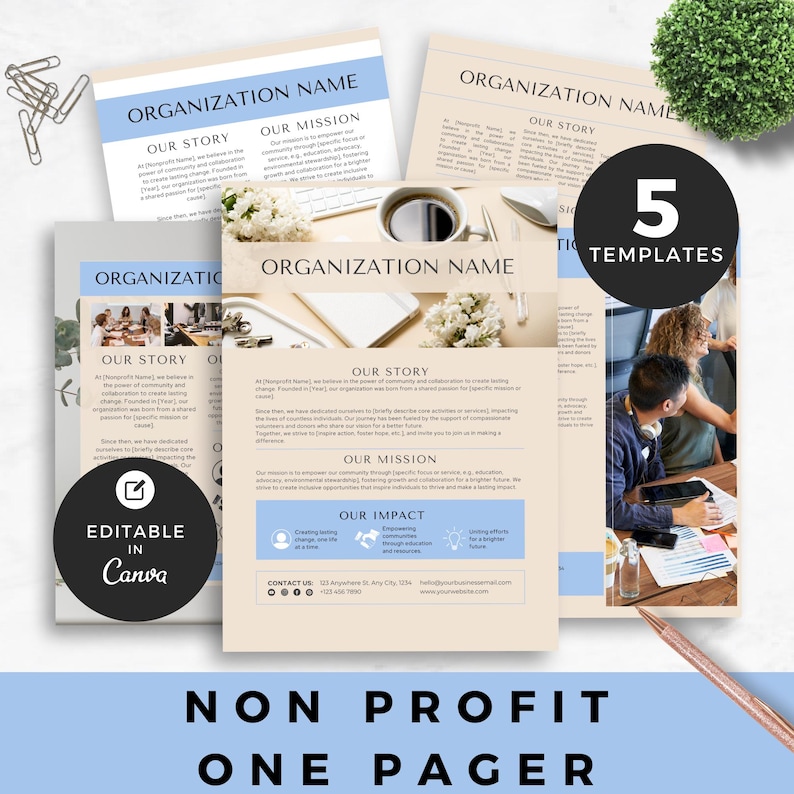 One Pager Nonprofit Canva Template Impact Report for Charity ...