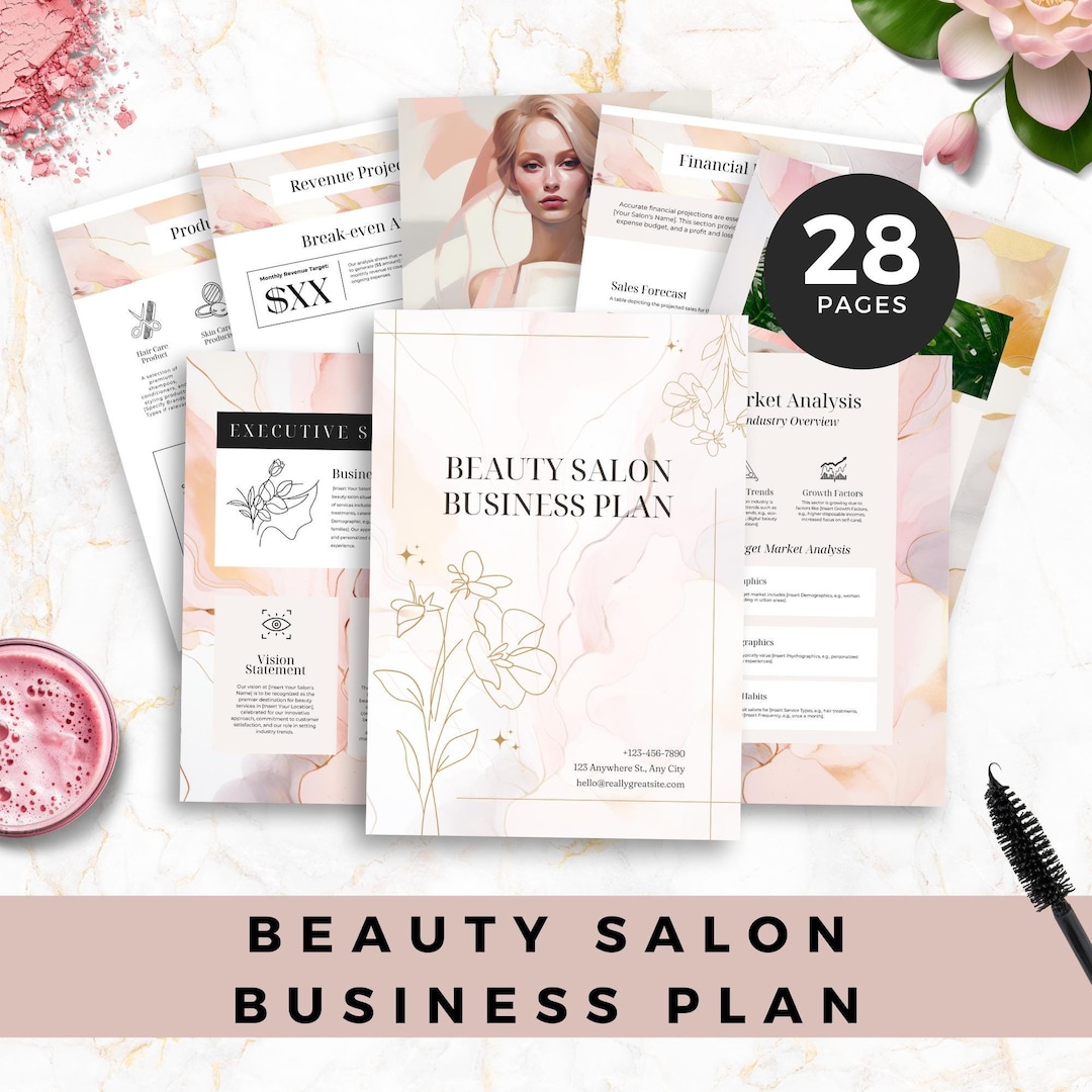Beauty Salon Business Plan Template Editable Beautician Set up Bundle ...