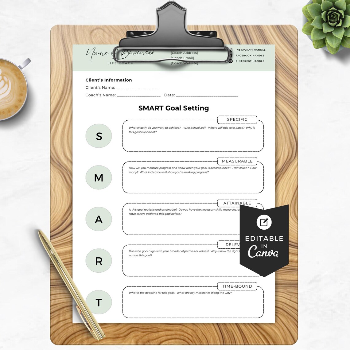 Life Coach Worksheet Bundle Coaching Workbook Editable Client Progress ...