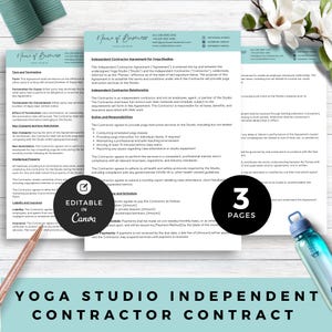 Yoga Studio Contract Template for Independent Contractor Service ...