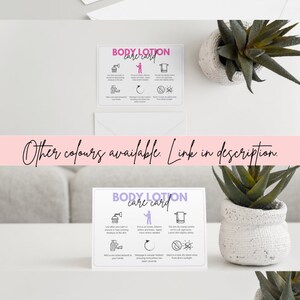 Body Lotion Care Card Body Butter Guide Lotion Bar Care Card ...