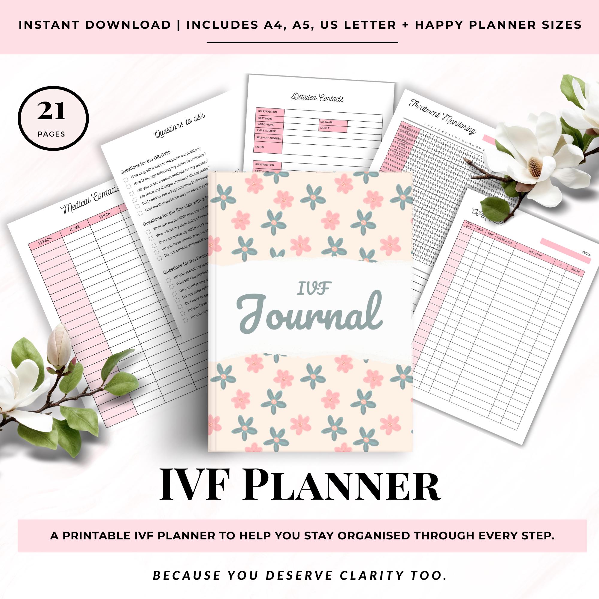 IVF Planner, Printable Fertility Journal, TTC Organizer, Infertility ...