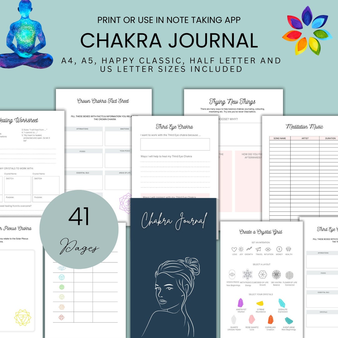Chakra Healing Workbook Printable Energy Healing Journal Crystal Log ...