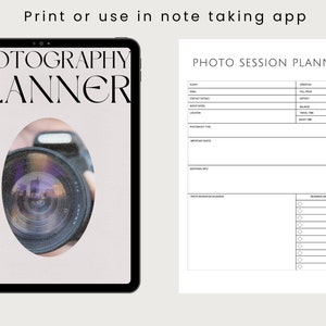 Photography Planner Printable Photographer Session Planner - Etsy UK