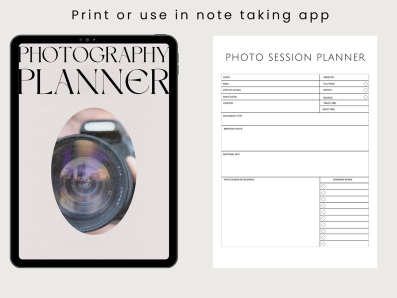 Photography Planner Printable Photographer Session Planner - Etsy UK