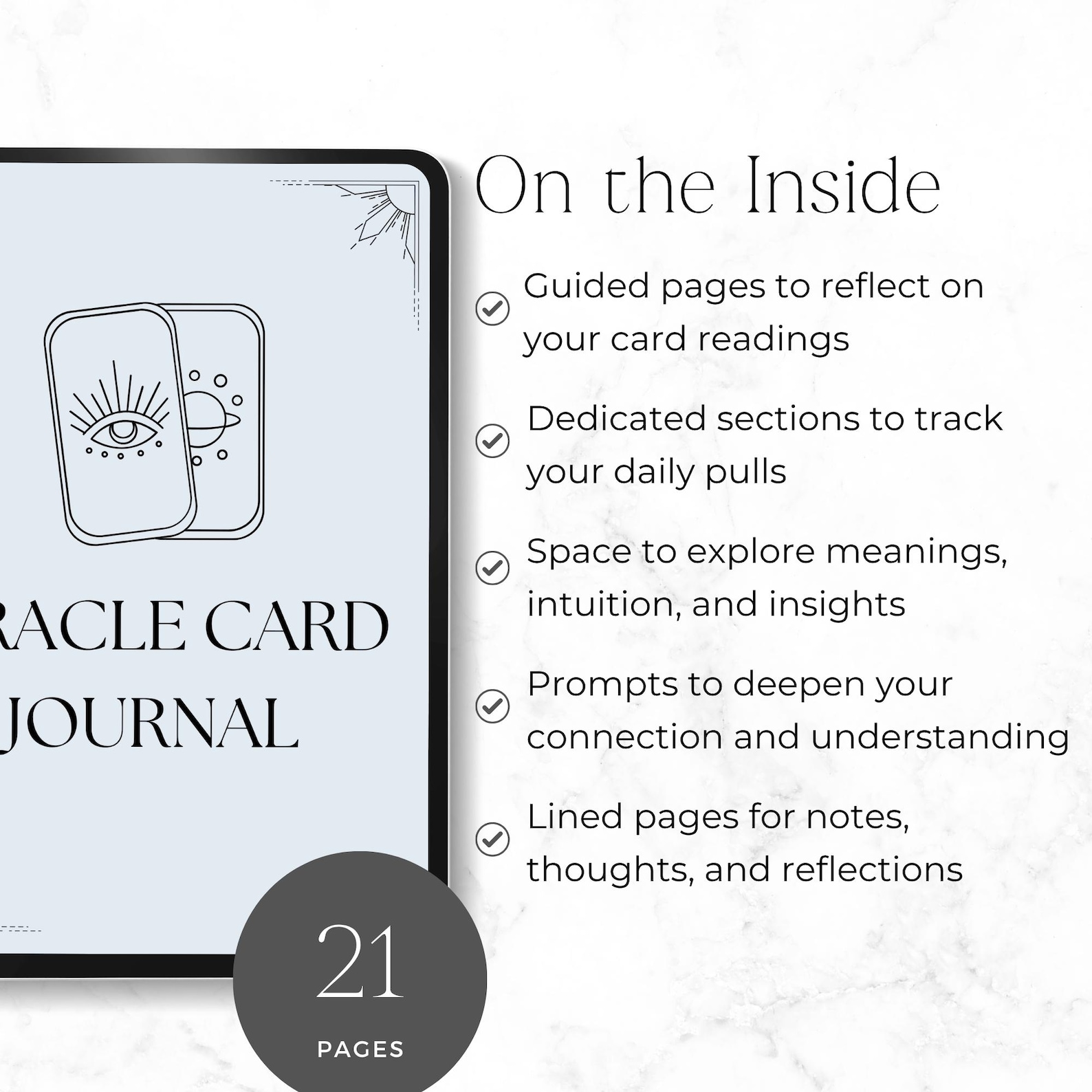Oracle Card Journal for Daily Readings, Tarot Reflection Pages, Shadow ...