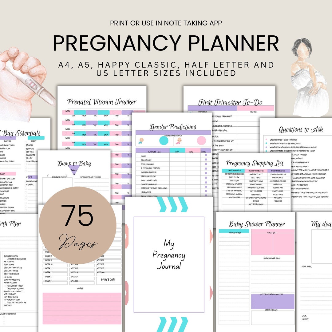 Pregnancy Planner Printable Pregnancy Journal Pages Digital Checklist ...