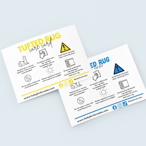 Editable Tufted Rug Care Card Template Handmade Rug Instructions ...
