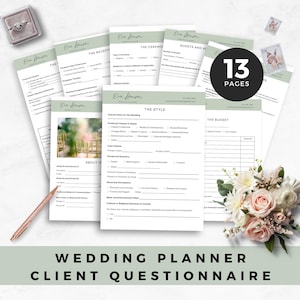 Wedding Planner Questionnaire Template Wedding Client Onboarding ...
