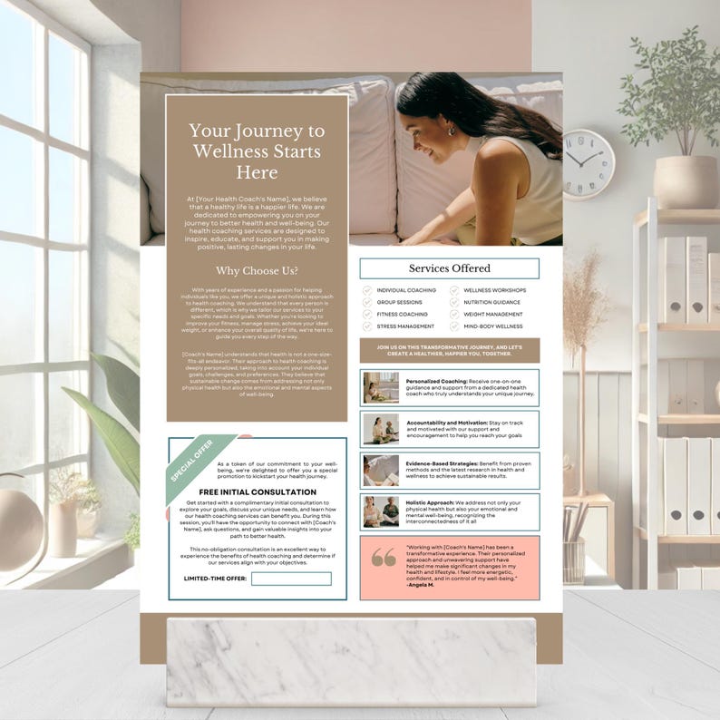 Health Coach Flyer Template Editable Wellness Coach Promotional ...