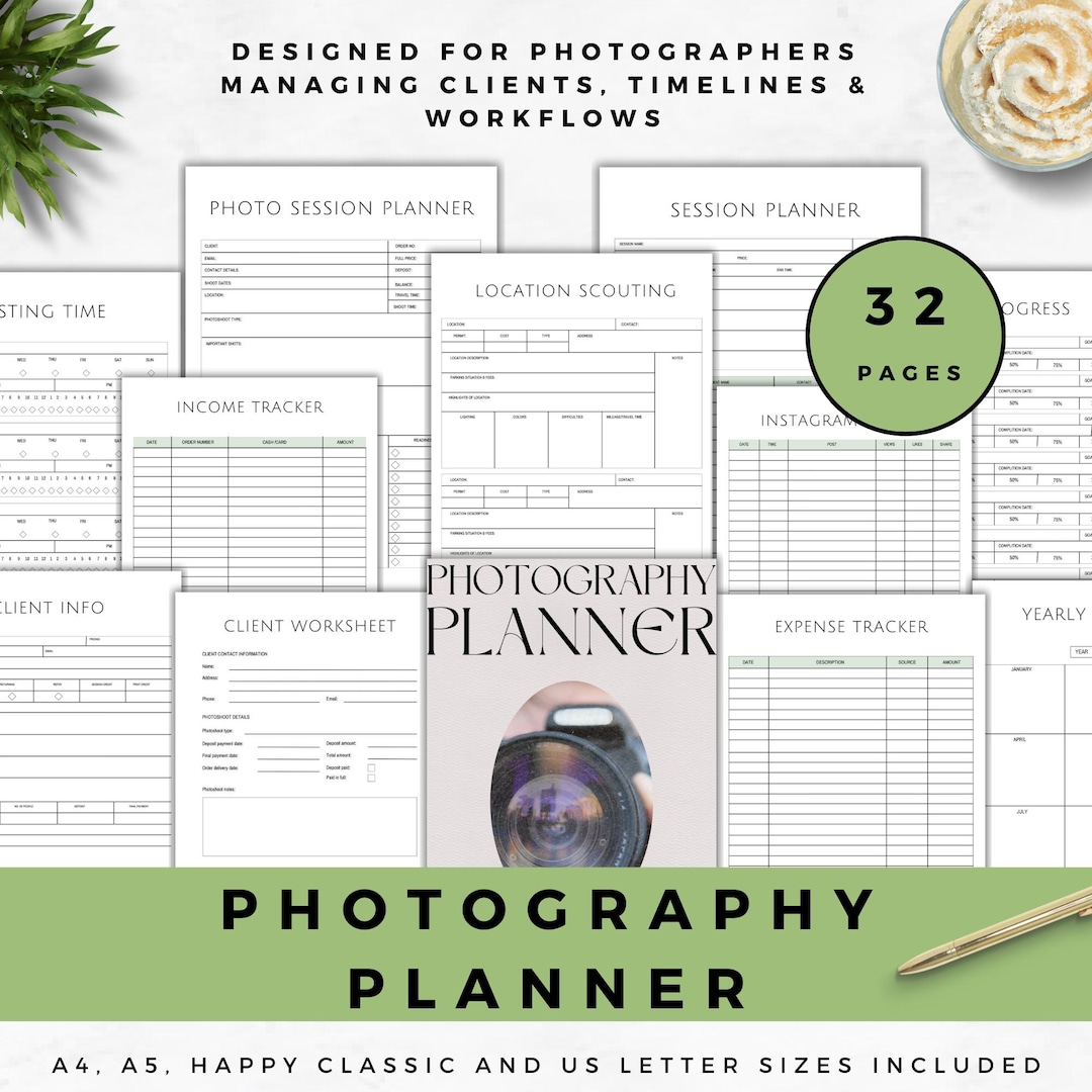 Photography Planner Printable Photographer Session Planner Photography ...