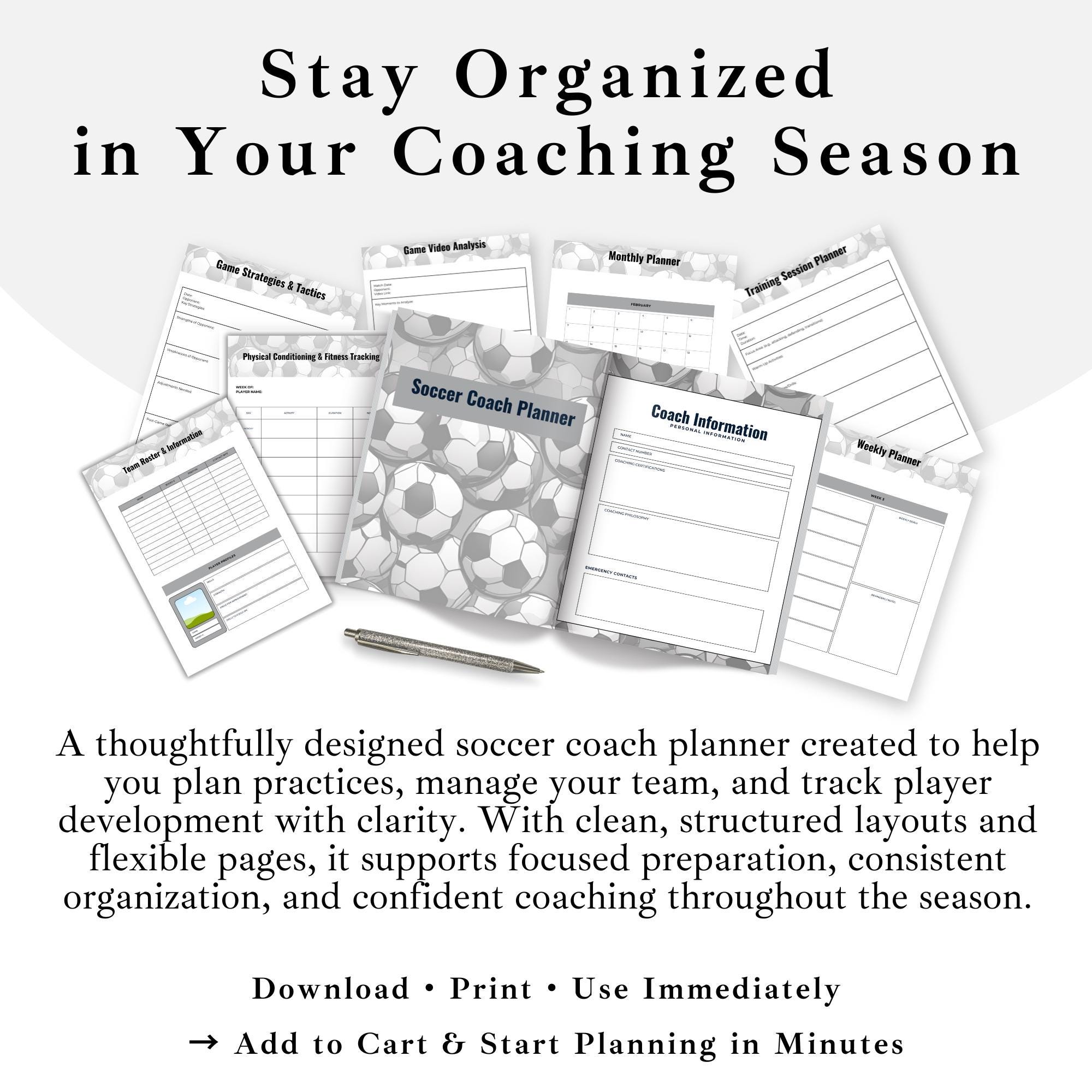 Soccer Coach Planner Printable, Soccer Training Template, Youth Soccer ...
