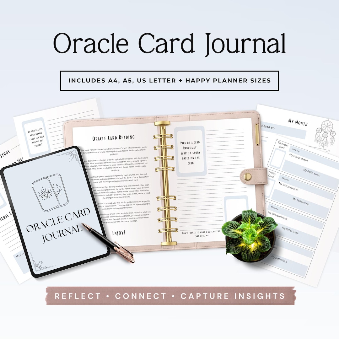 Oracle Card Journal for Daily Readings, Tarot Reflection Pages, Shadow ...