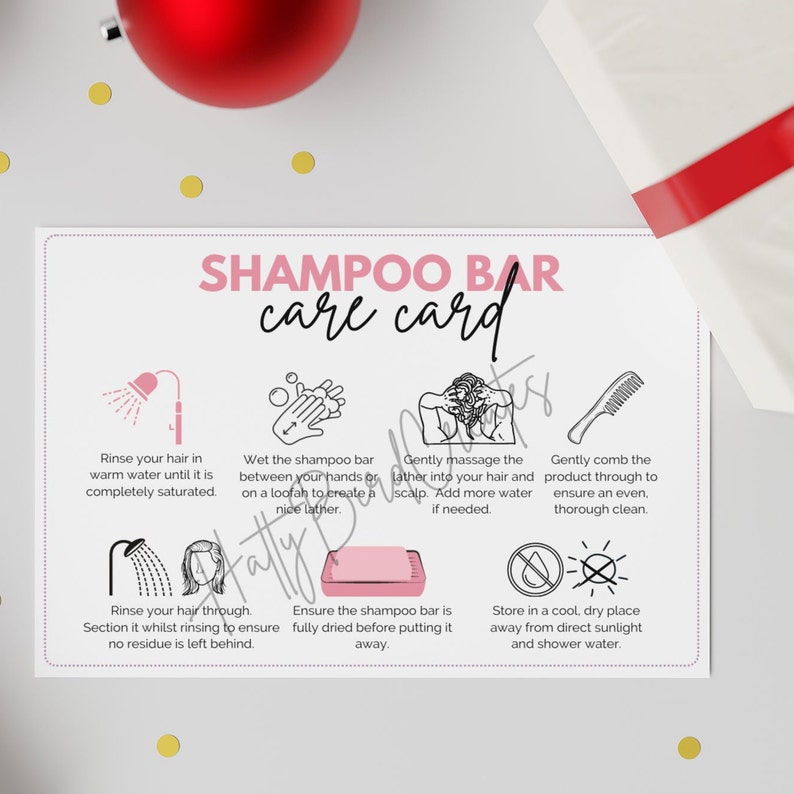 Shampoo Bar Care Card Template for Solid Shampoo Bar - Etsy
