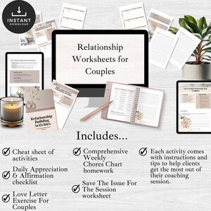 Couples Therapy Worksheet Bundle Relationship Coach Workbook Printable ...