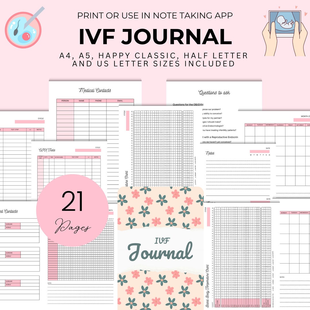 Printable IVF Journal Fertility Tracker Digital Pregnancy Manifestation ...