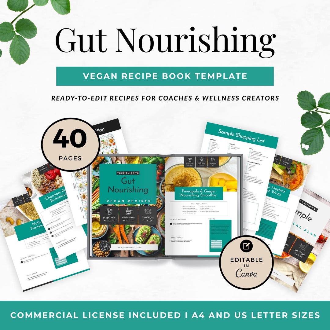 Gut Health Recipe Book Template, Customizable Ebook for Health Coaches ...