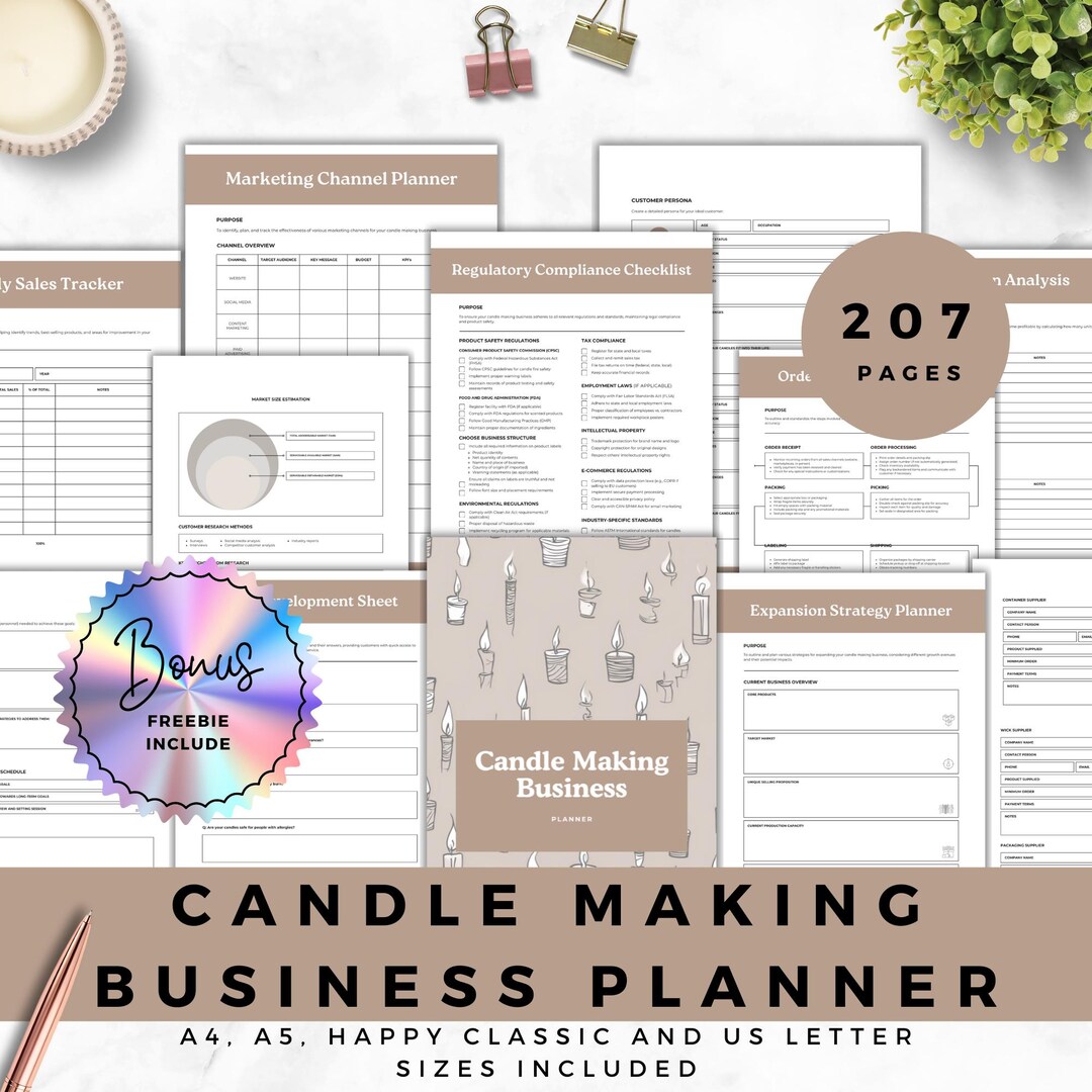 Candle Making Business Planner Printable PDF for Small Business Owners ...