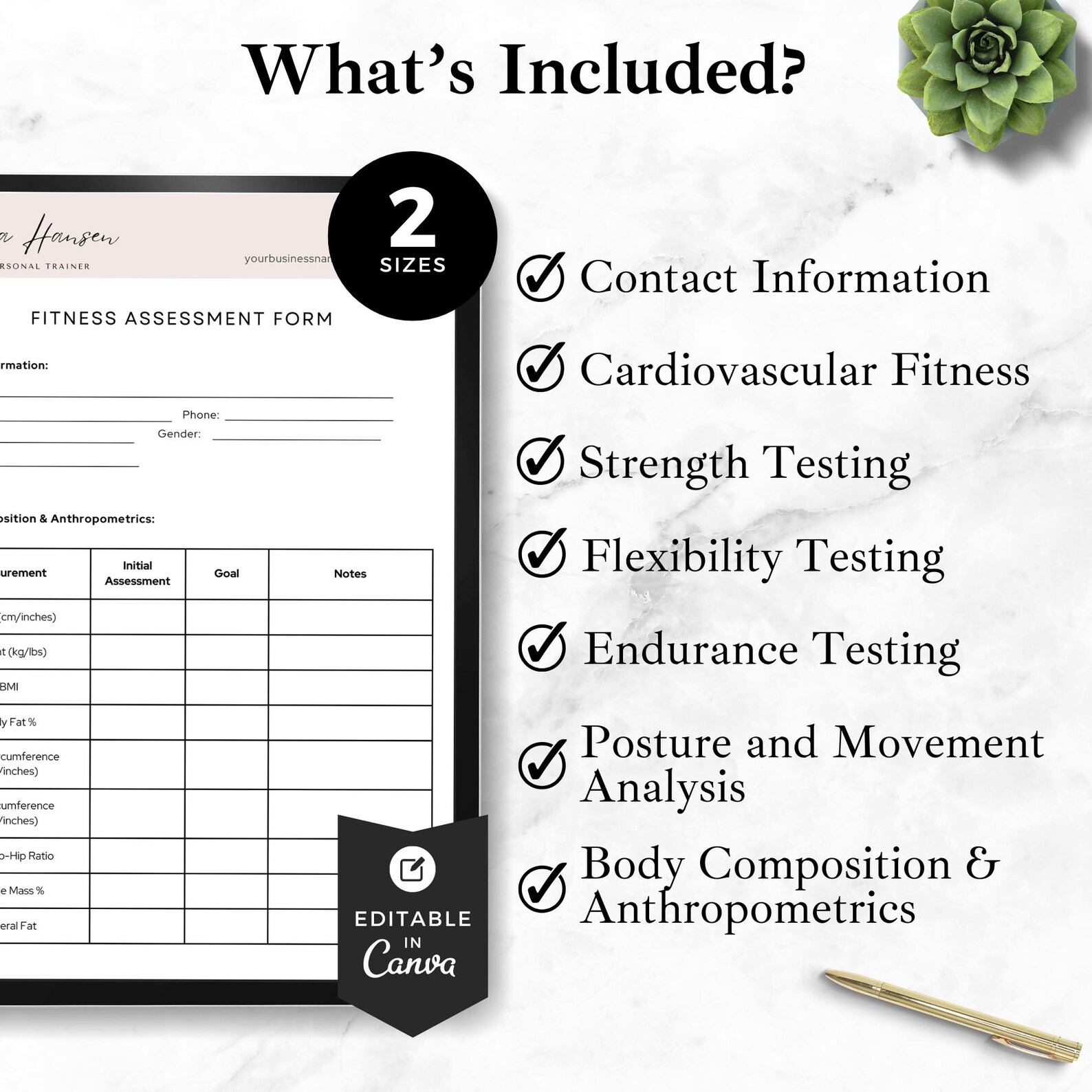 Personal Trainer Client Fitness Assessment Forms Editable Personal ...