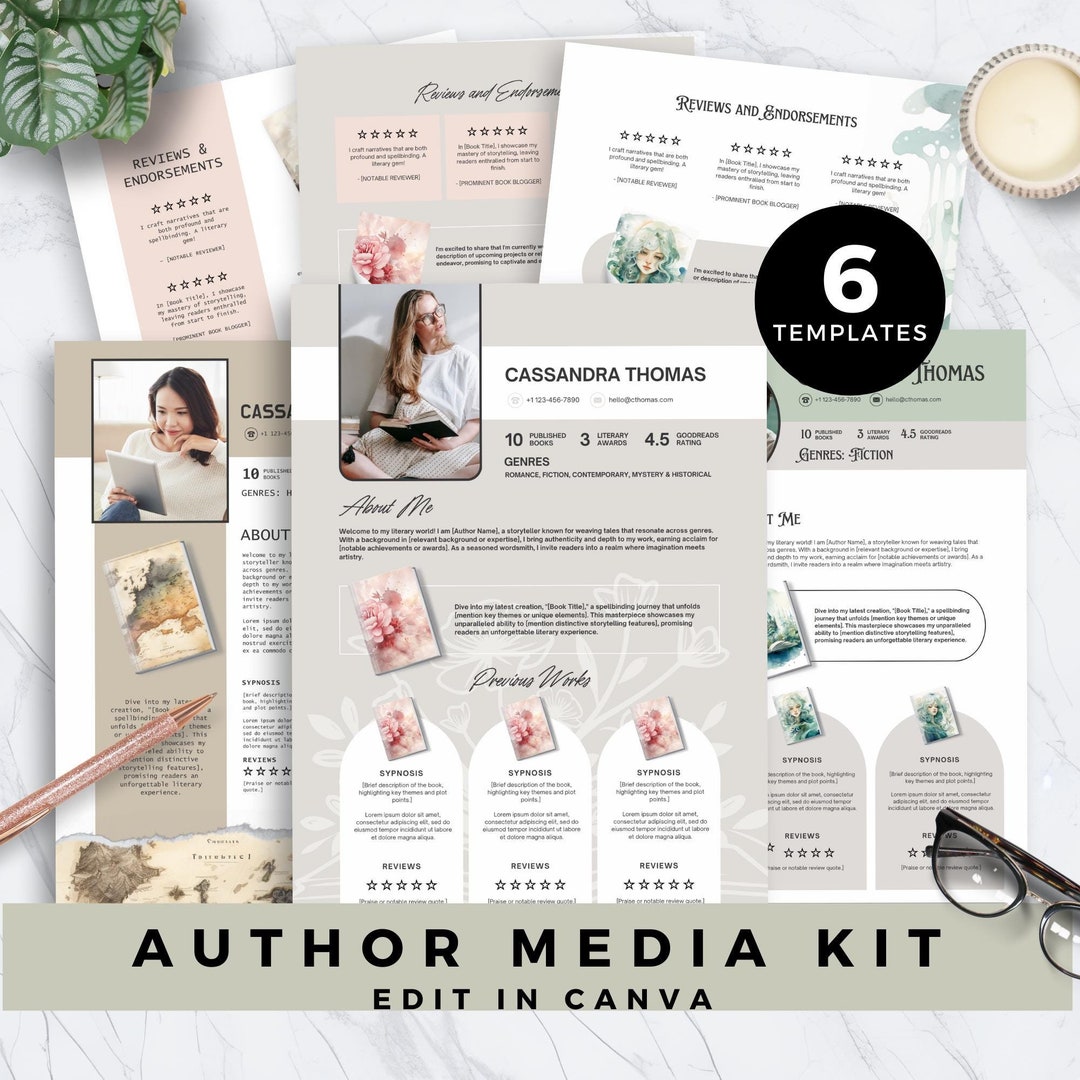 Author Media Kit Template, Editable Canva Design for Book Launch ...