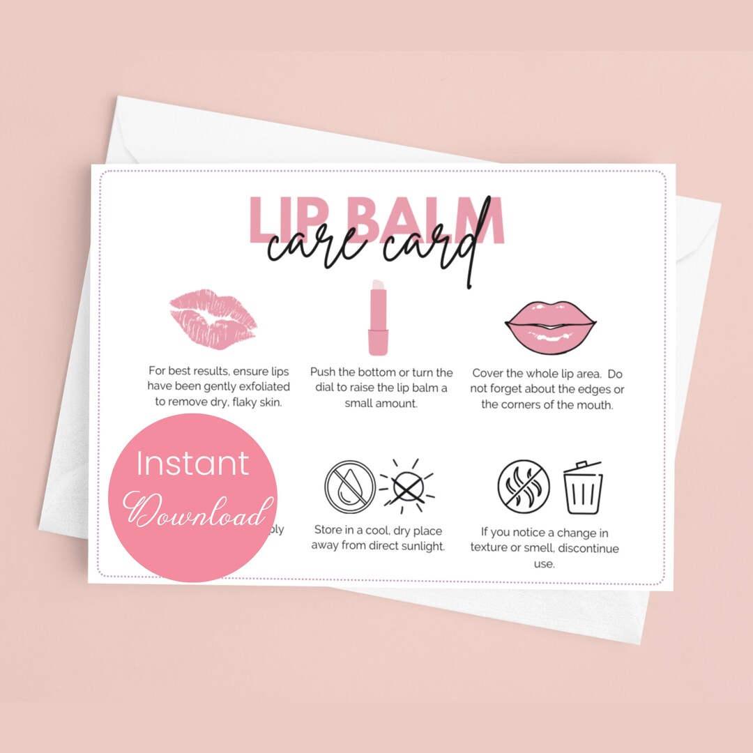 Lip Balm Care Card Lip Salve Instructions Lip Balm Application Guide ...
