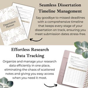 Dissertation Planner Printable Student Academic Organizer Undergraduate ...