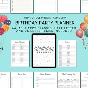 Printable Birthday Party Planner Digital Party Checklist Event Organizer Children's Party ...