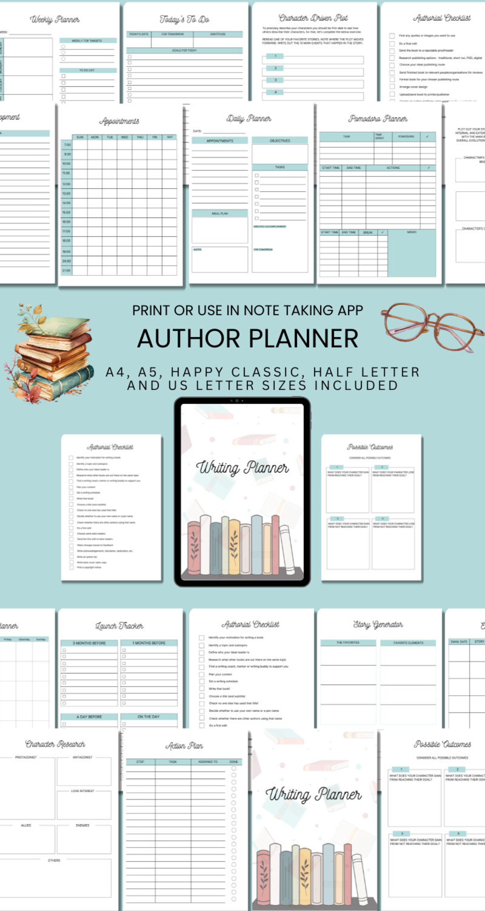 Novel Writing Planner Author Goodnotes Journal for Writers Template ...