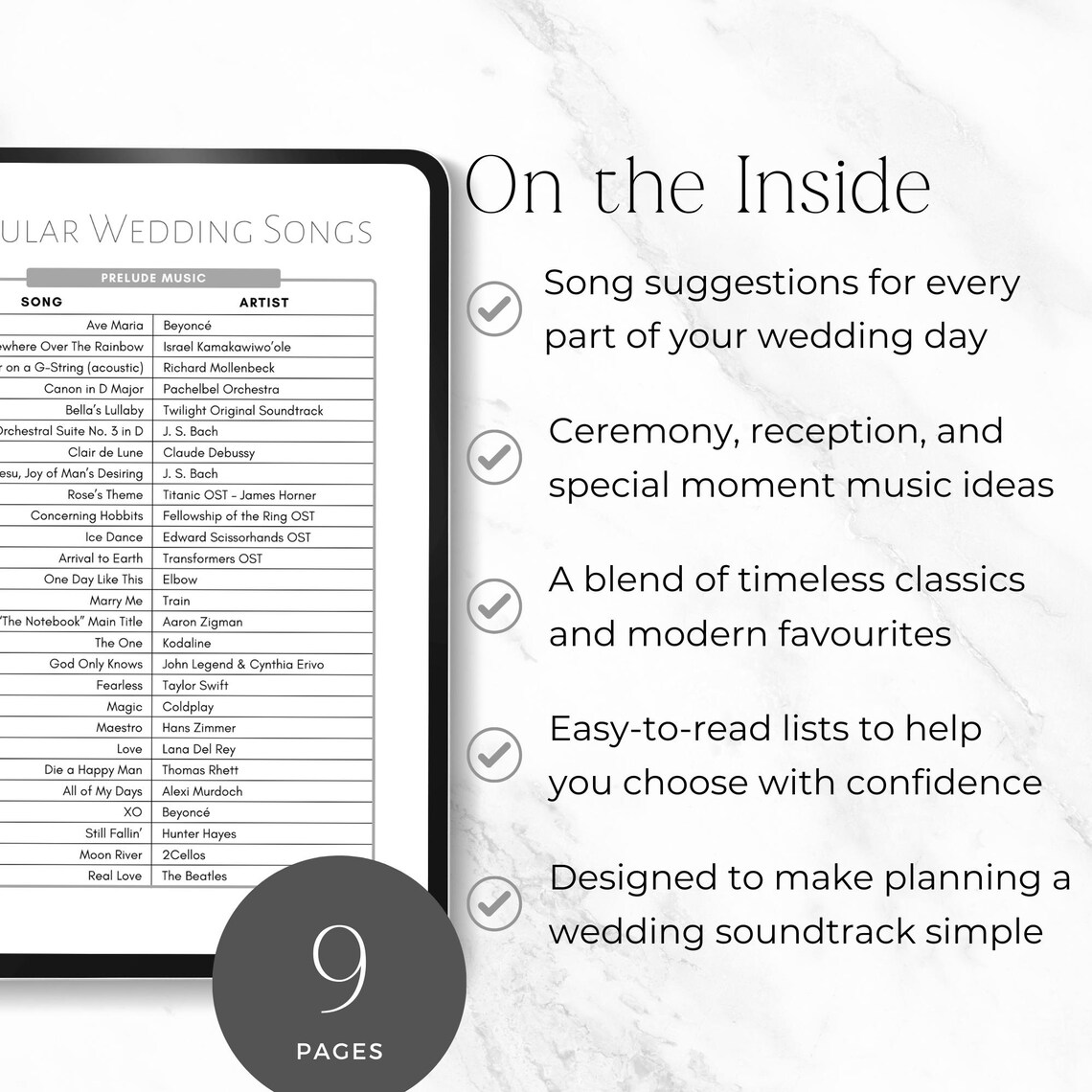 Wedding Music Checklist Printable, Ceremony Song List and Reception ...
