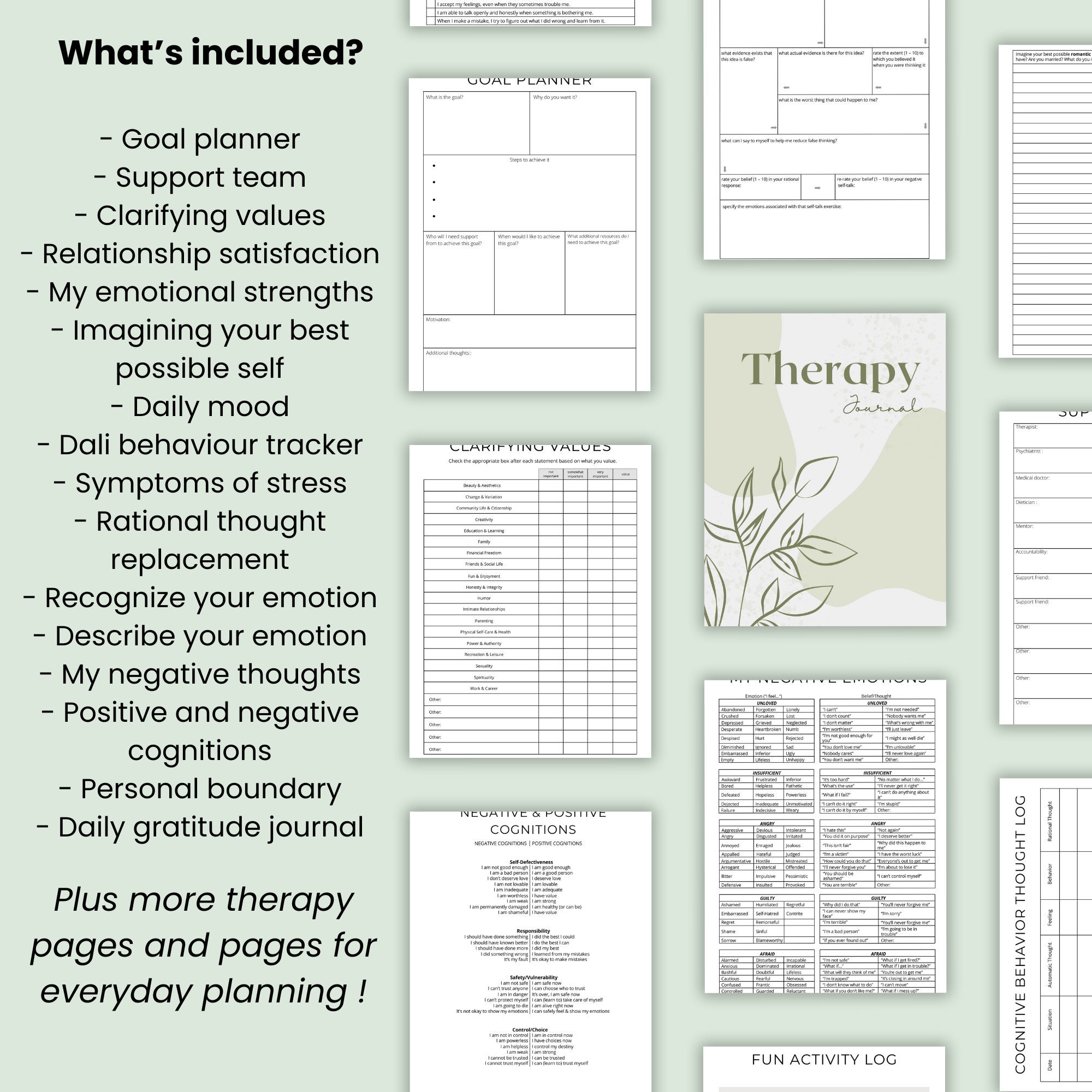 Therapy Journal Bundle Mental Health Planner Printable Guided Journal ...