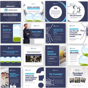 Pest Control Social Media Post Template Bundle Exterminator Instagram ...