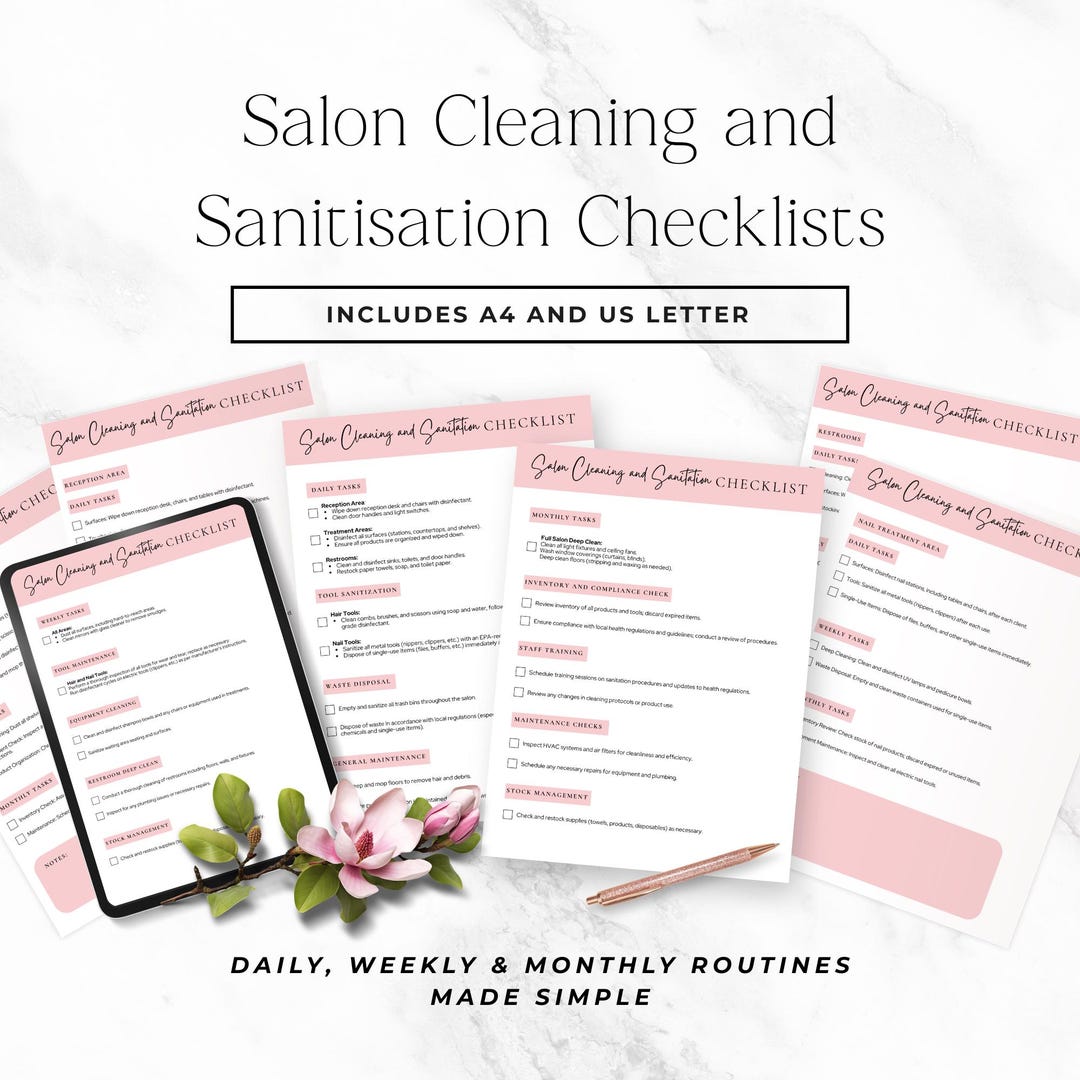 Editable Nail Salon Cleaning Checklist, Canva Nail Tech Sanitation Log ...