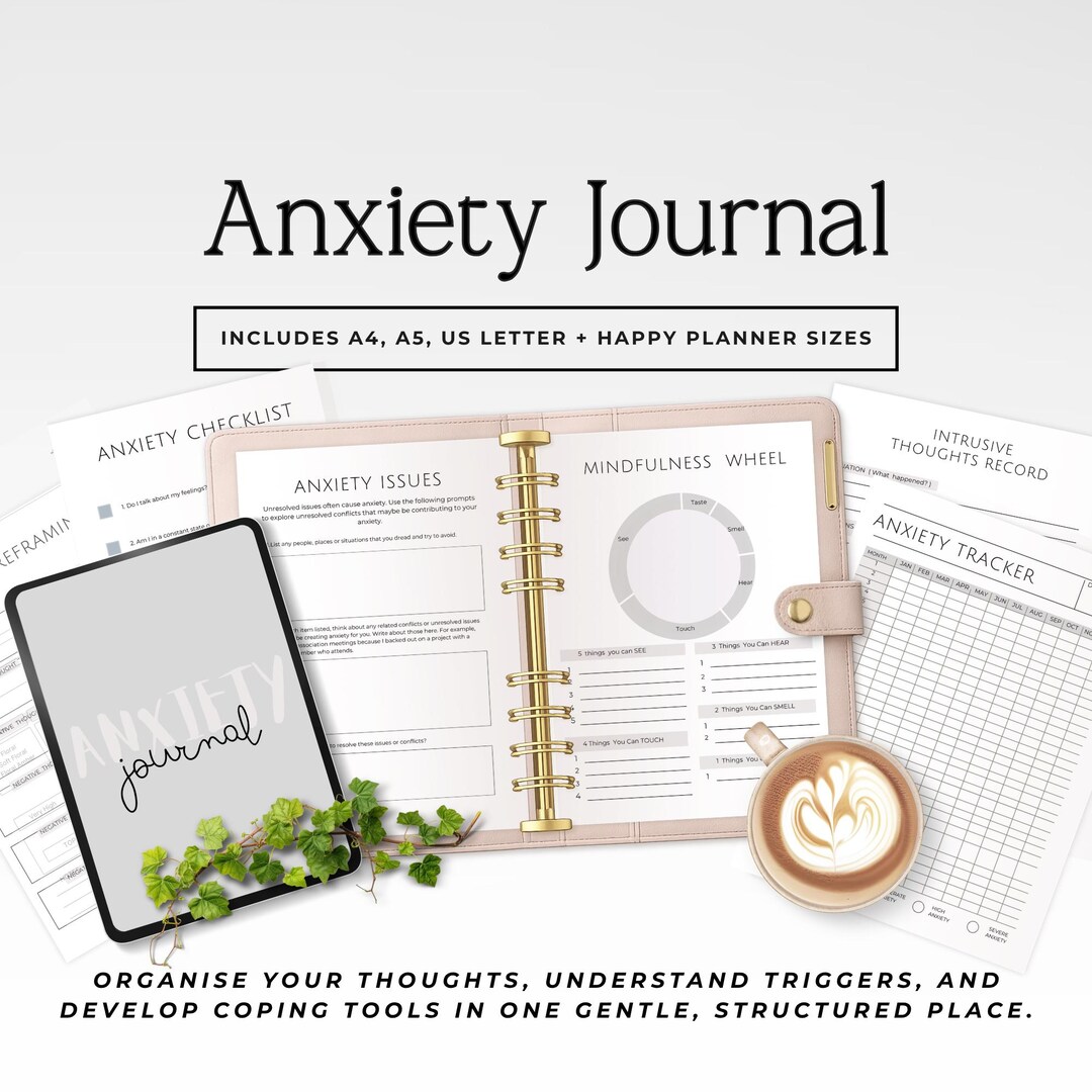 Anxiety Journal Printable | Therapy Journal PDF | Mood Tracker ...