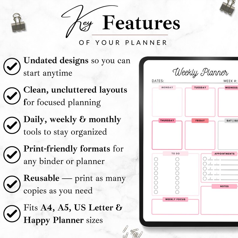Planner Inserts | Printable Planner Inserts, Daily Planner Inserts ...