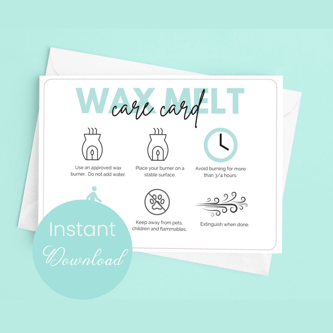 Wax Melt Care Card Template Printable, Wax Melt Instructions Insert for ...