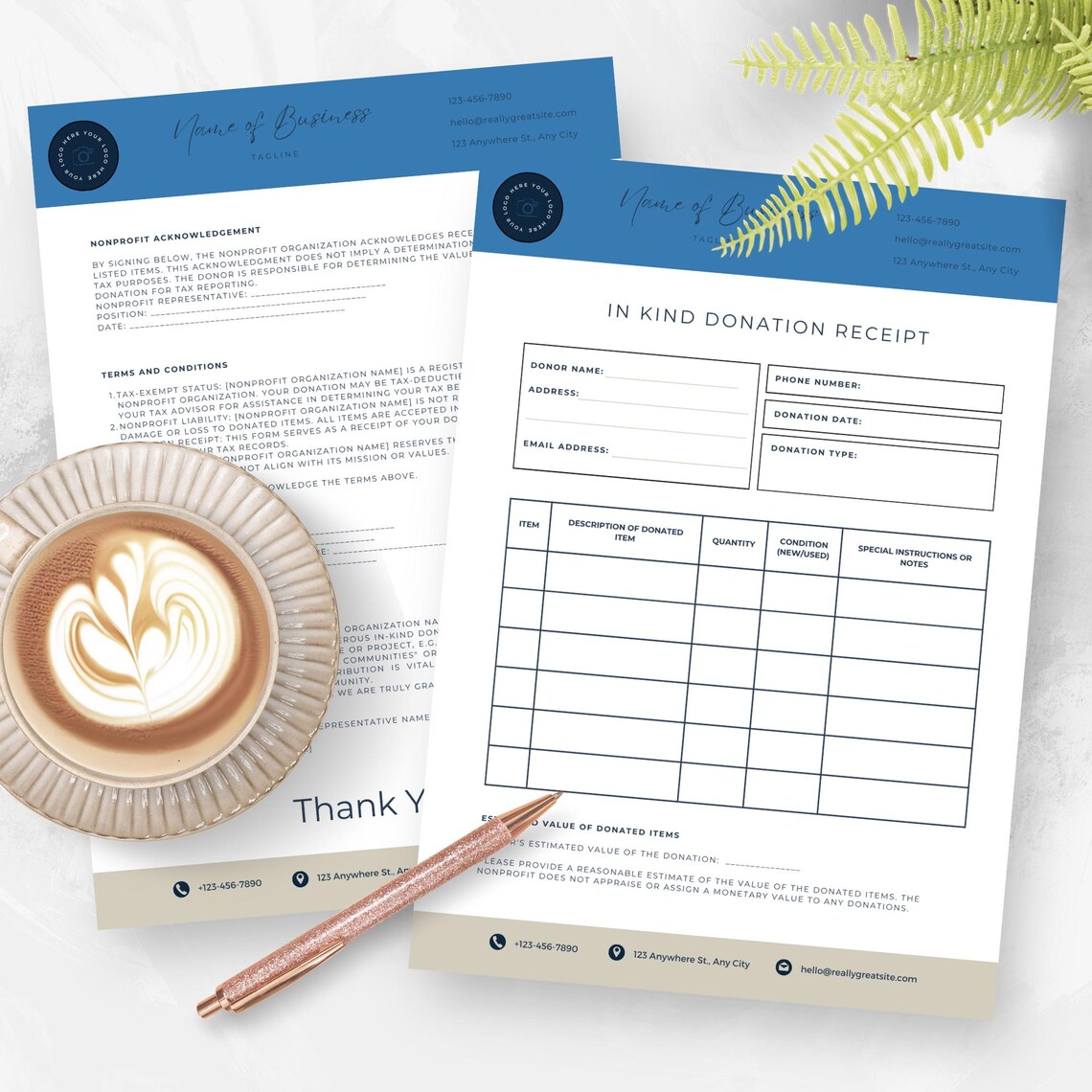 Editable Donation Receipt Template for Nonprofit, Canva in Kind Gift ...
