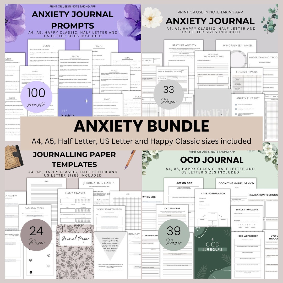 Anxiety Journal Digital Mental Health Planner Wellbeing Goodnotes Daily ...