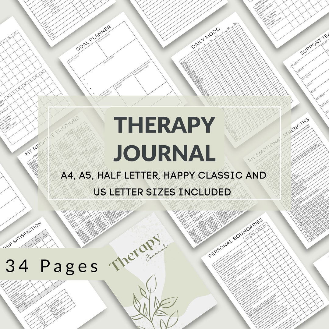 Printable Therapy Workbook Mental Health Worksheet Bundle Emotional ...