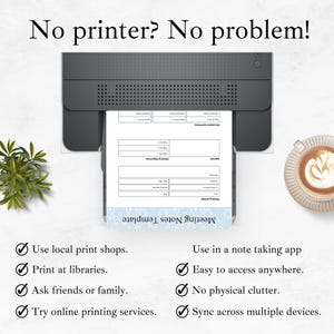 Meeting Notes Template Printable Business Minutes Note Taking Meeting ...