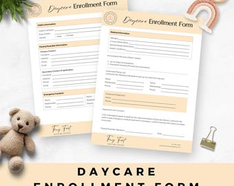 Daycare Enrollment Form, Editable Childcare Registration Form ...