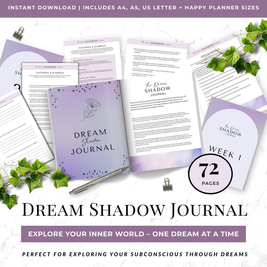 Dream Journal Printable, Unique Digital Templates for Self-care ...